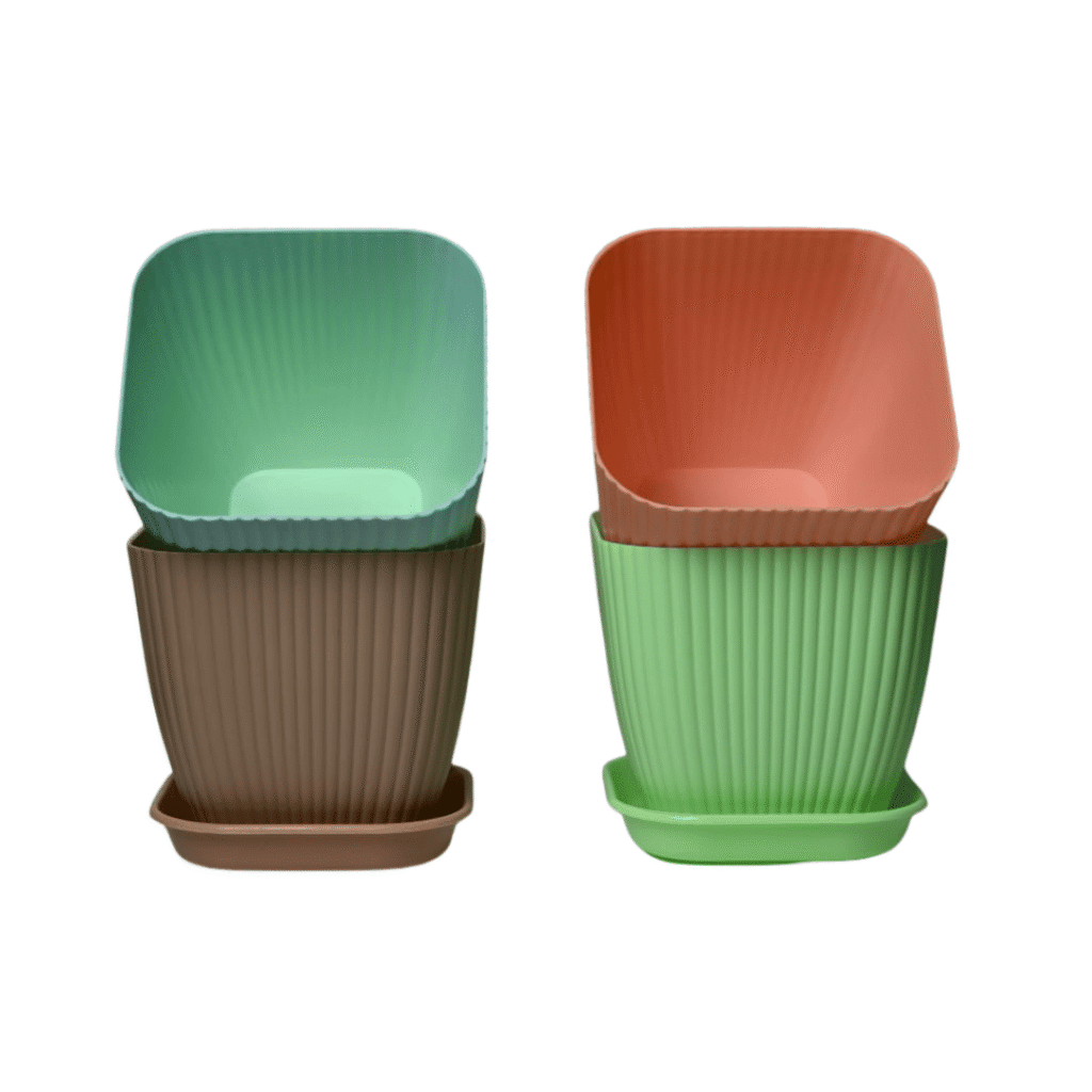 Plastic Square Flower Pots (Pack Of 5, Multicolor) – evergreen-plast